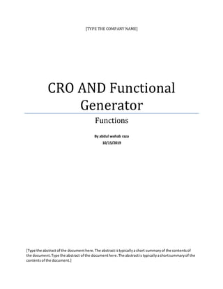 CRO and functional generator physics | DOCX