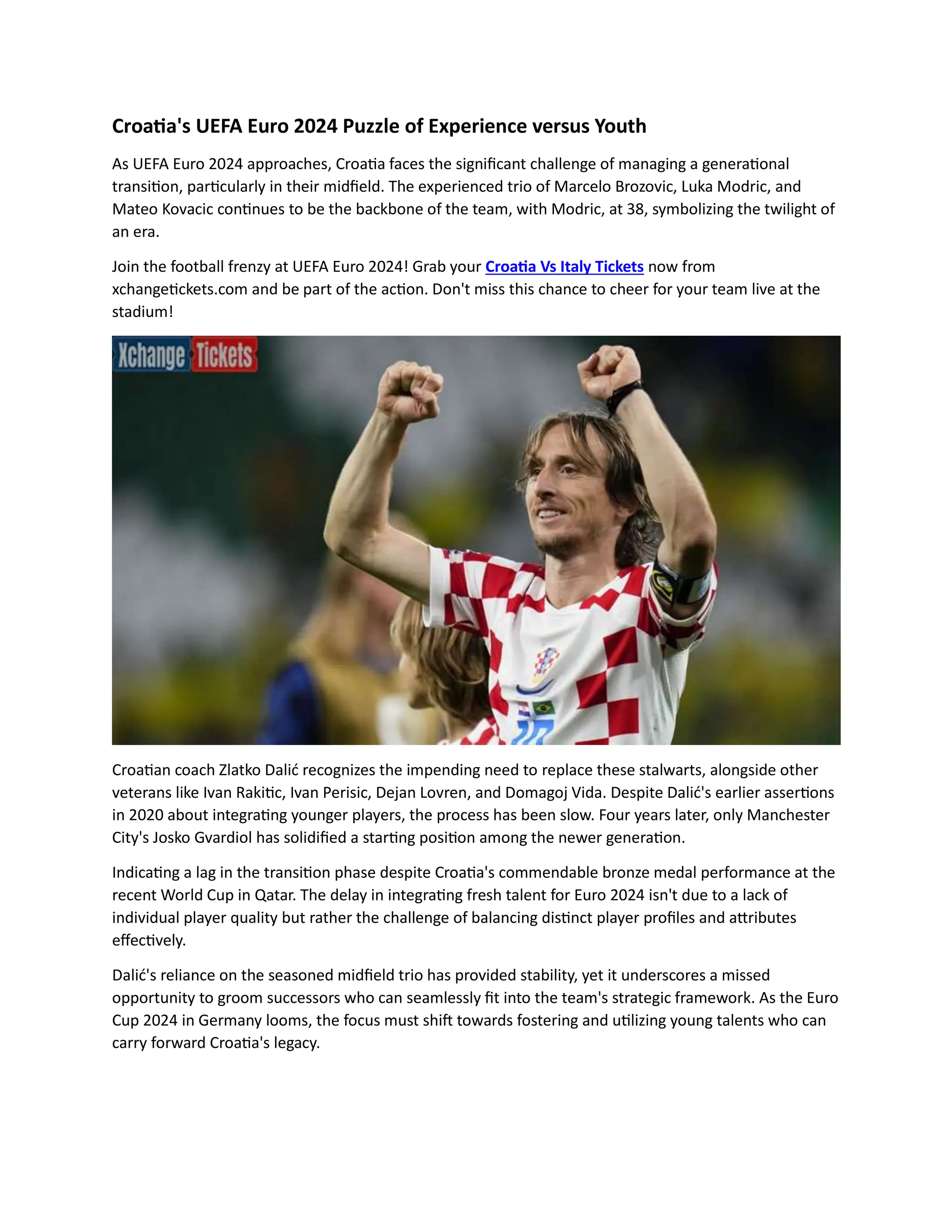 Croatia's UEFA Euro 2024 Puzzle of Experience versus Youth.docx ...