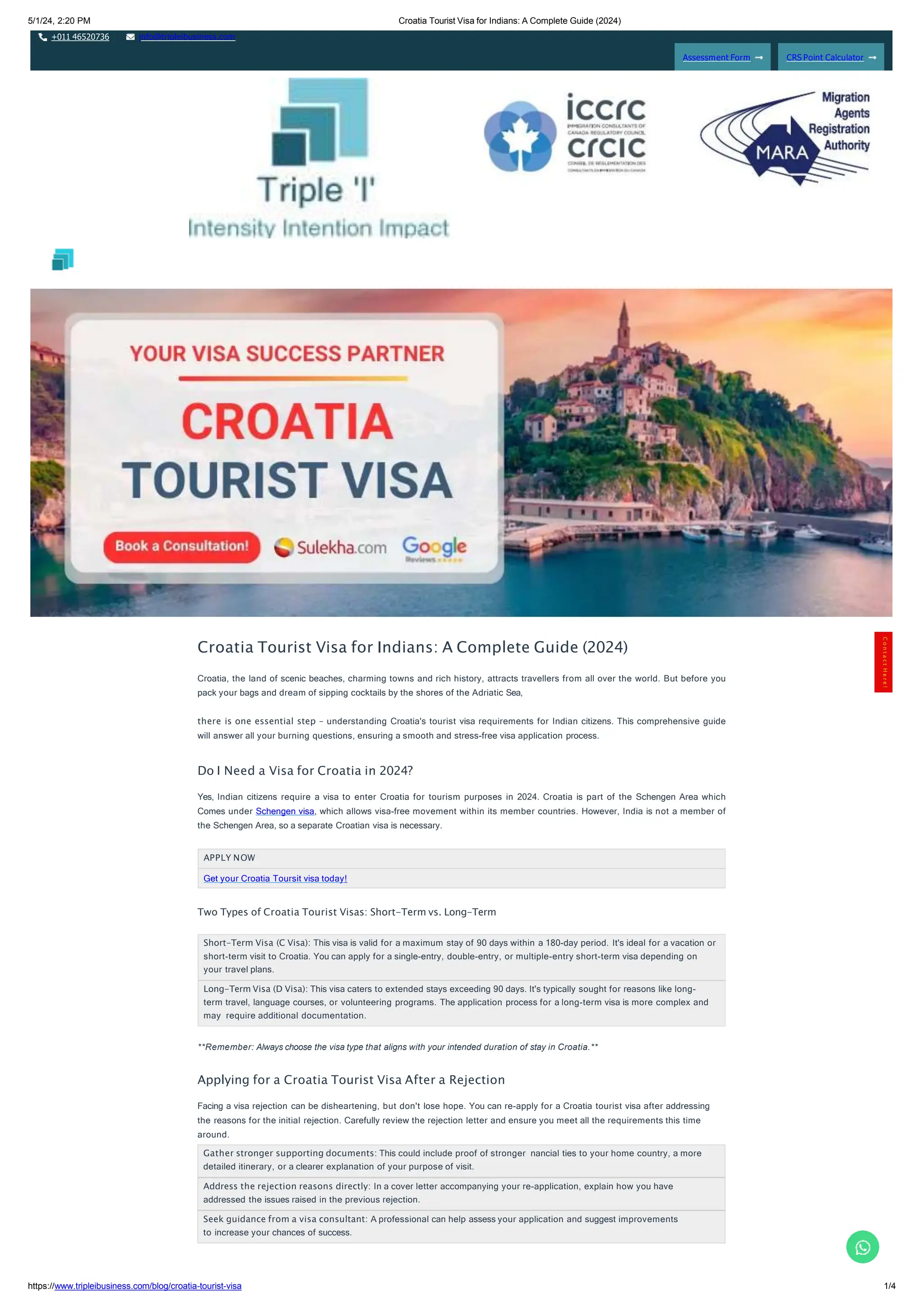 Croatia Tourist Visa for Indians | How to Apply | PPTX