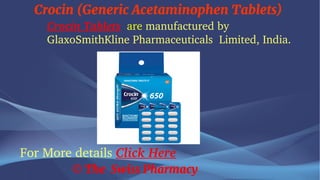 Crocin (Generic Acetaminophen Tablets) | PDF