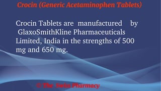 Crocin (Generic Acetaminophen Tablets) | PDF