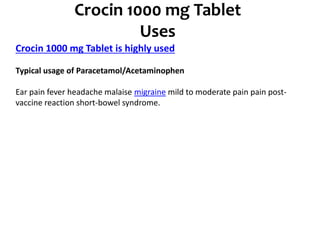 Crocin 1000 mg tablet | PPTX