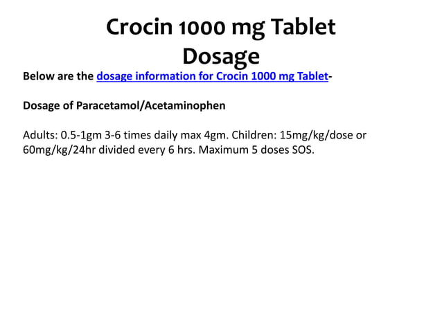 Crocin 1000 mg tablet | PPTX