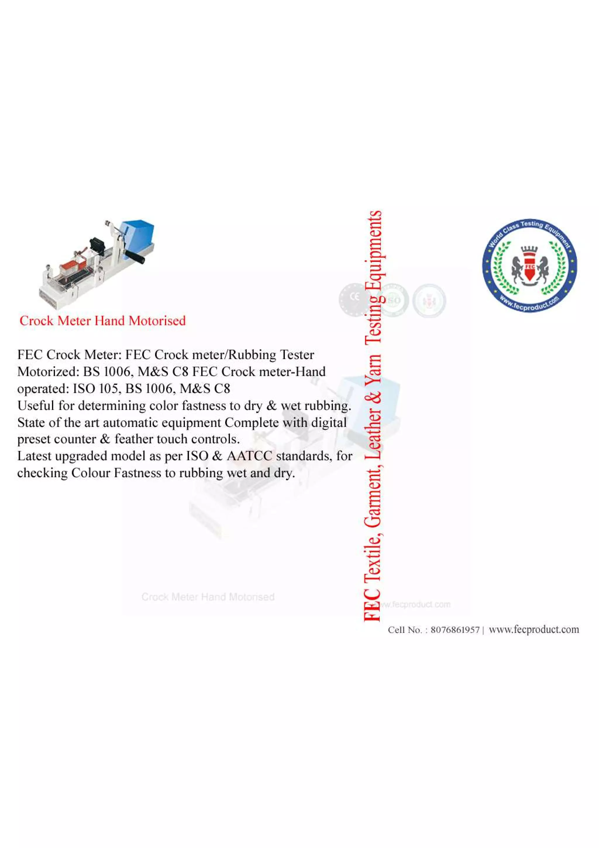 Crock Meter Hand Motorised | PDF