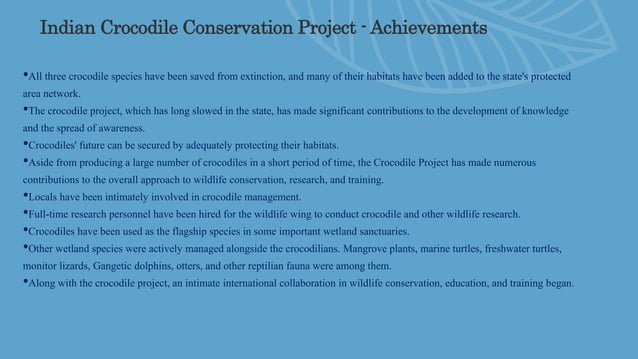CROCODILE PROJECT ECOLOGY CONSERVATION OF CROCODILES | PPTX | Zoos ...