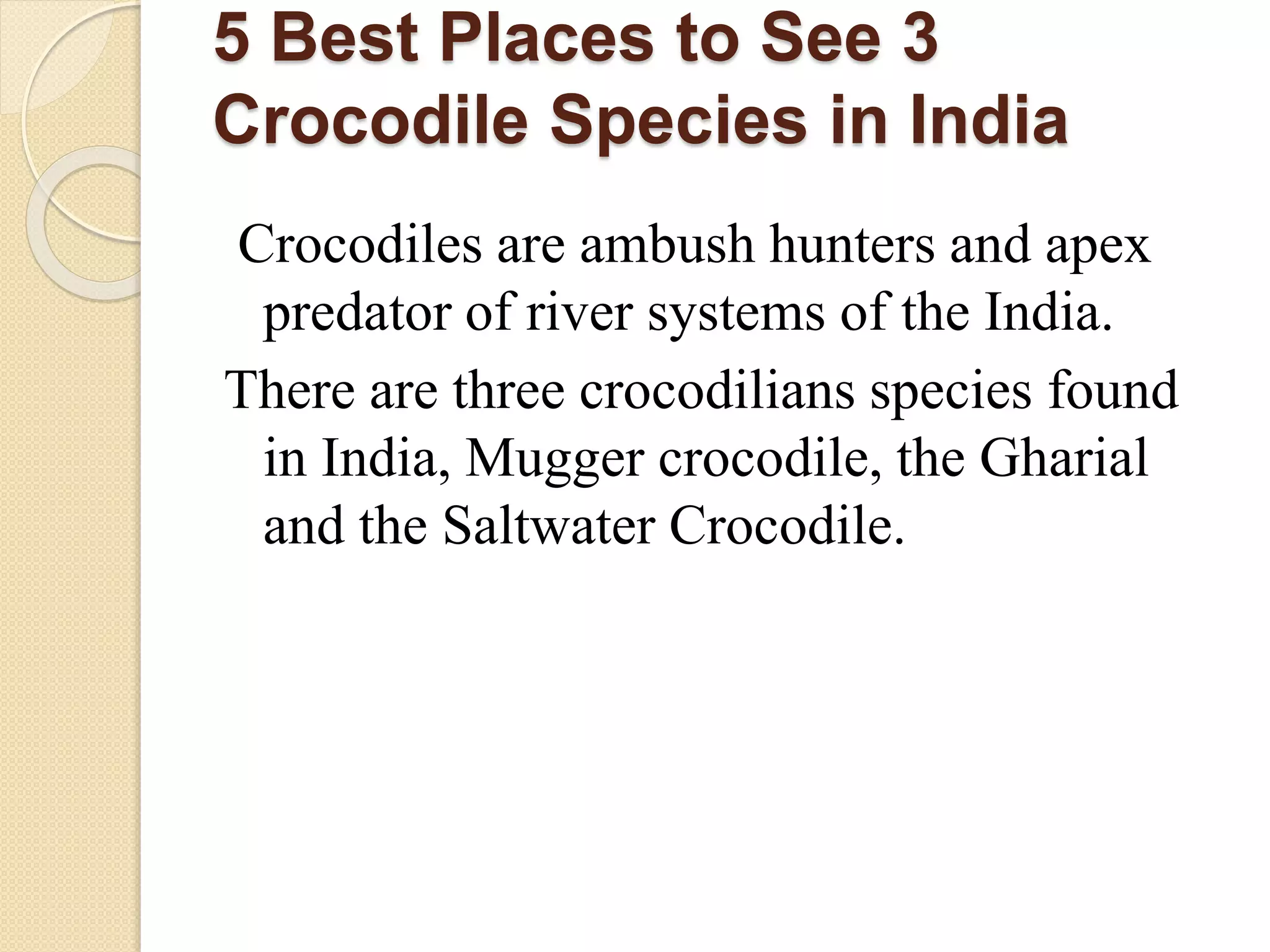 Crocodile sites in india | PPTX