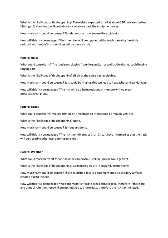 Croft Circuit - Risk Assessment | DOCX