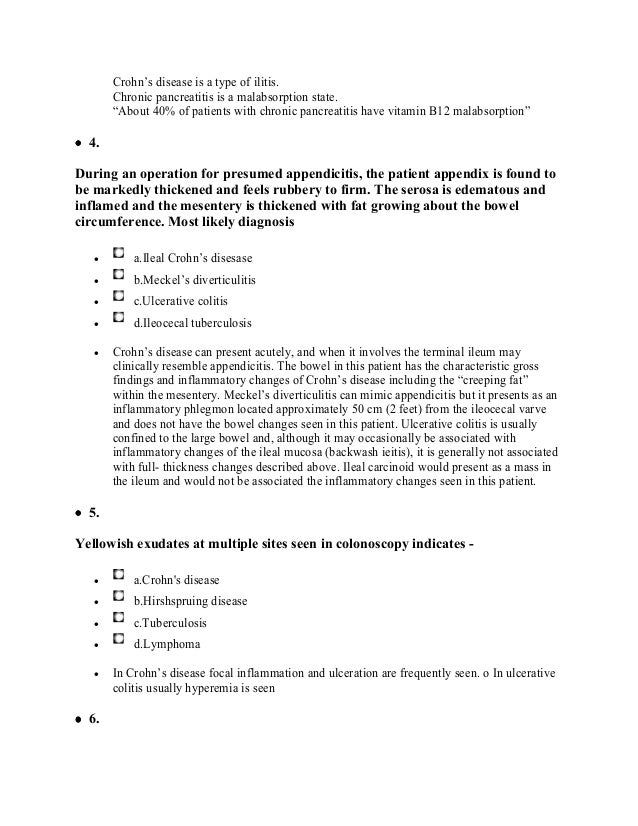 Crohn's disease sample mcq
