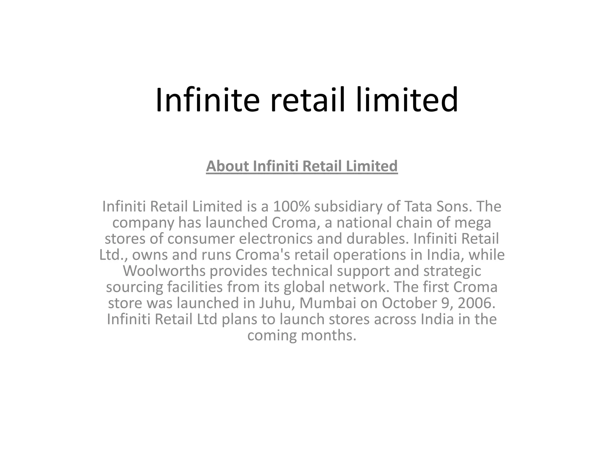 Croma Retail | PPTX