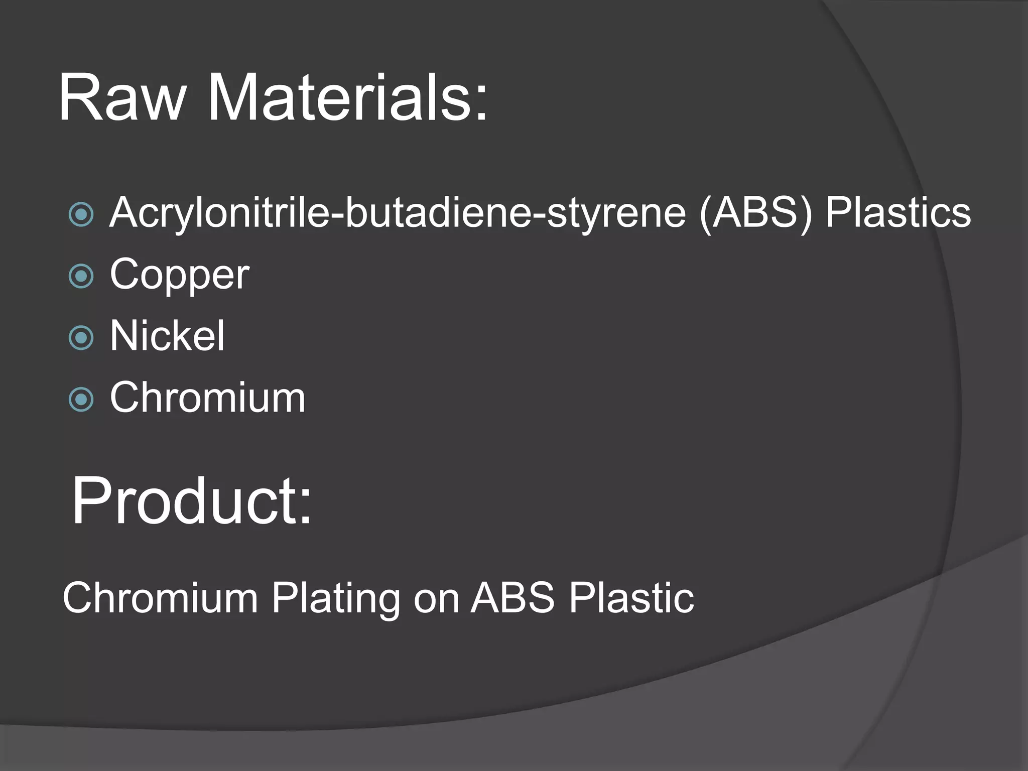 Crome plating on ABS plastics | PPTX