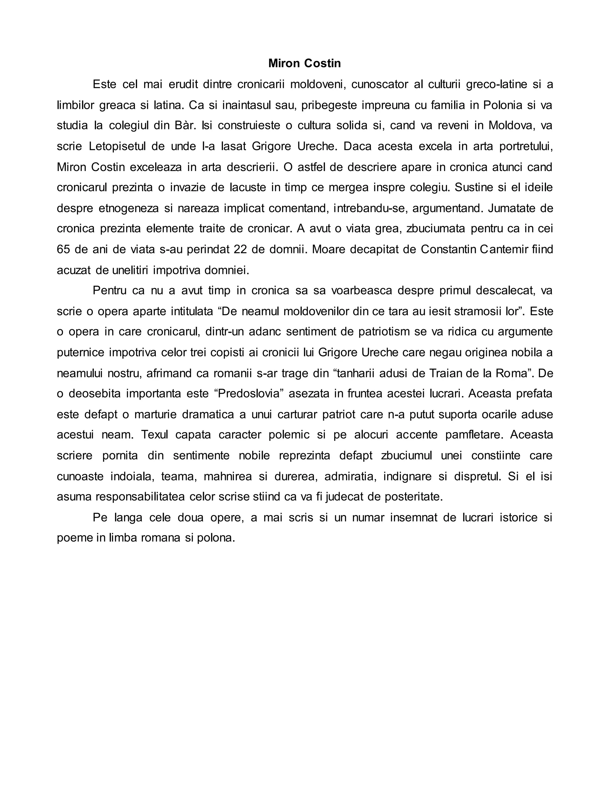 Cronicarii moldoveni | DOC