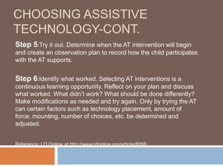 Cronk assistive tech | PPTX | Special Education | Education