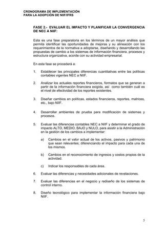 Cronograma de implementacion niff ecuador | PDF