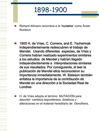 Hechos relevantes en biología 1800-1900 | PPTX