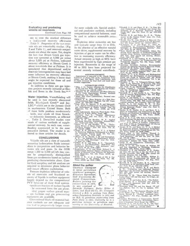 Cronquist, c. evaluating and producing volatile oil reservoirs | PDF ...