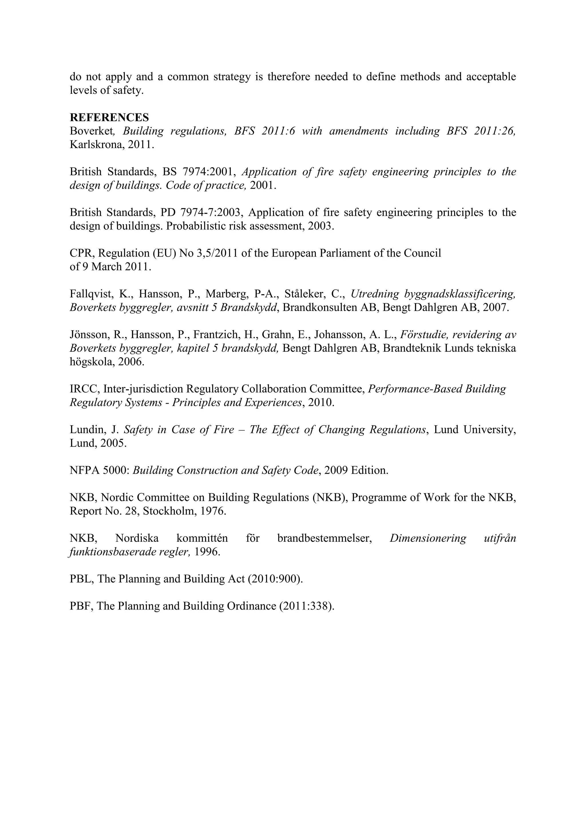 New swedish regulations and a framework for fire safety engineering 2012 - PAPER | PDF