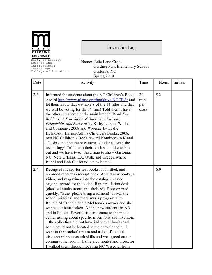 Crook Edie 2010 Internship Log