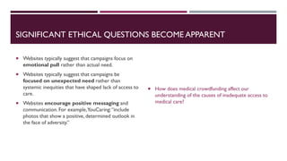 Valorie Crooks, Crowdfunding Medical Care: Identifying Ethical ...