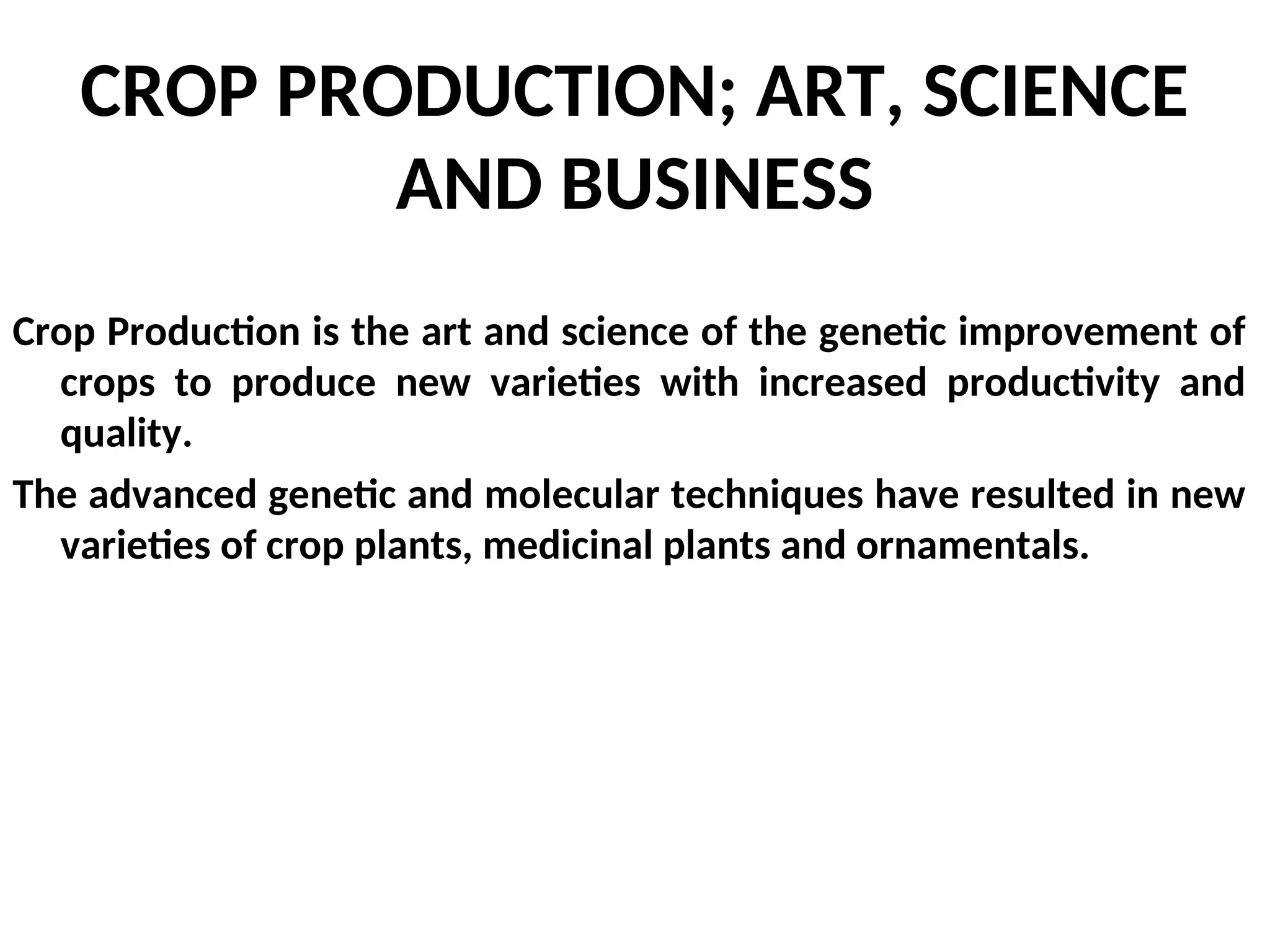 learn about PRINCIPLES OF CROP PRODUCTION | PPT