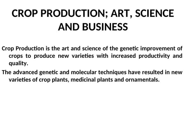 learn about PRINCIPLES OF CROP PRODUCTION | PPT