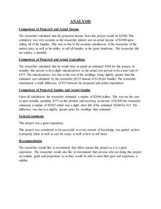 Crop analysis | DOCX | Agriculture | Industries