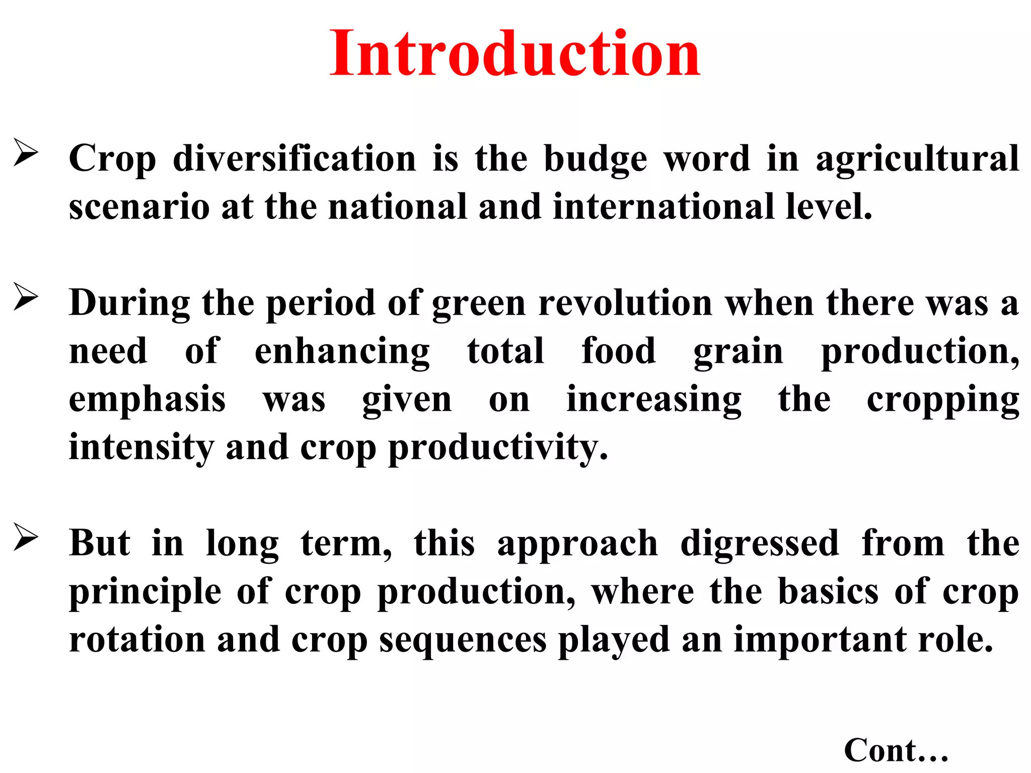 Crop Diversification : A Paradigm for Sustainable Agriculture | PPT