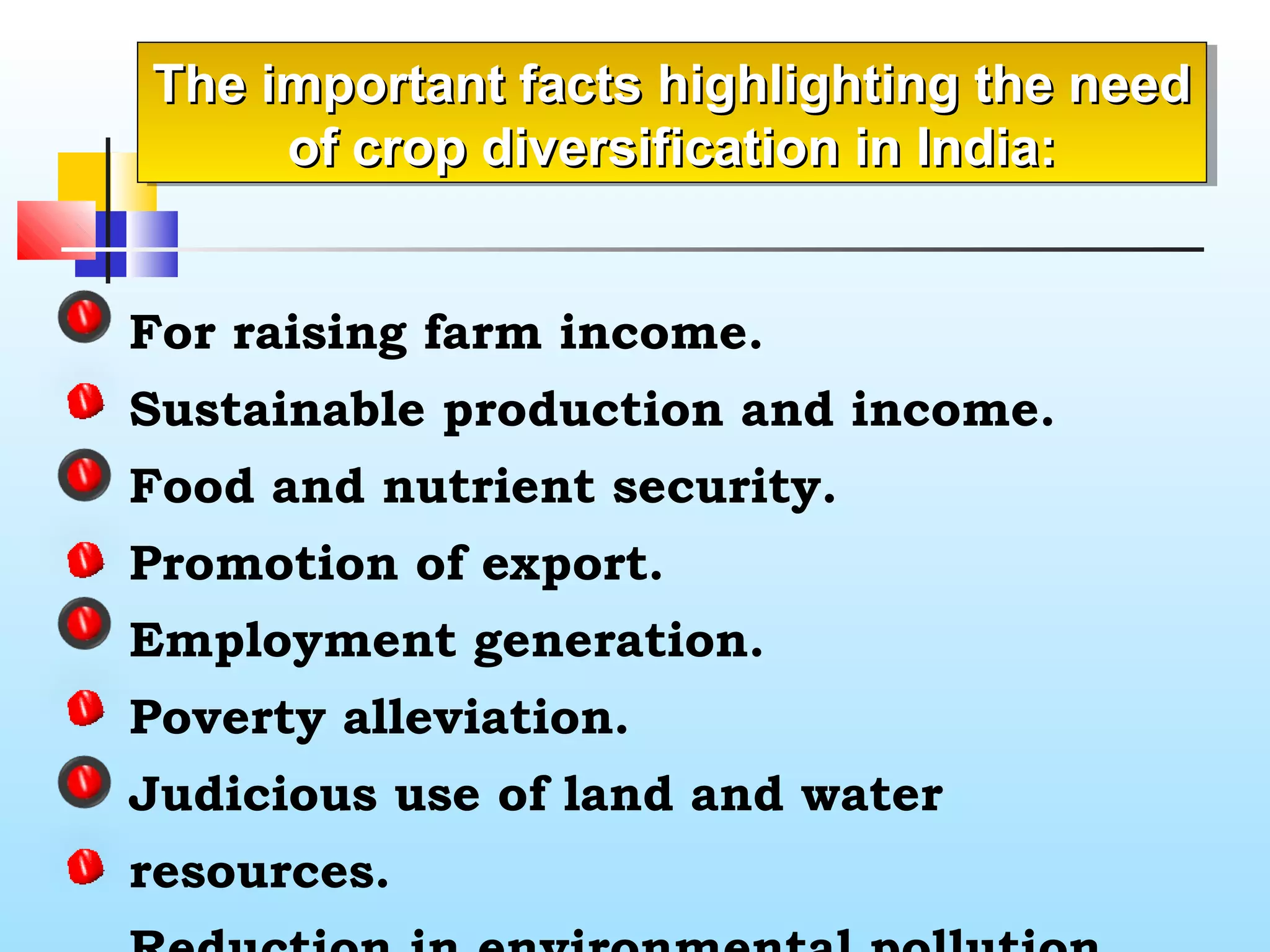 Crop diversification for Sustainable Agriculture | PPT