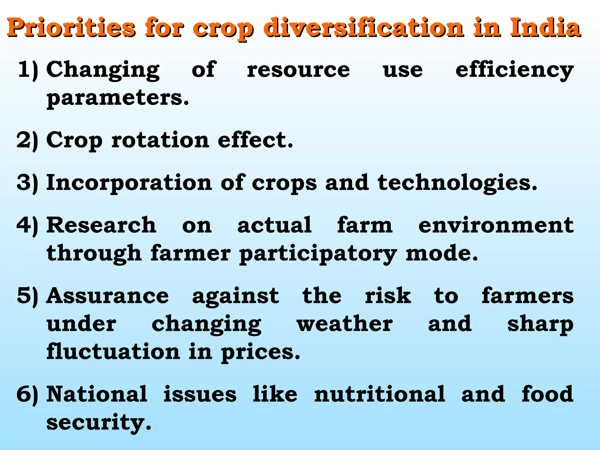 Crop diversification for Sustainable Agriculture | PPT