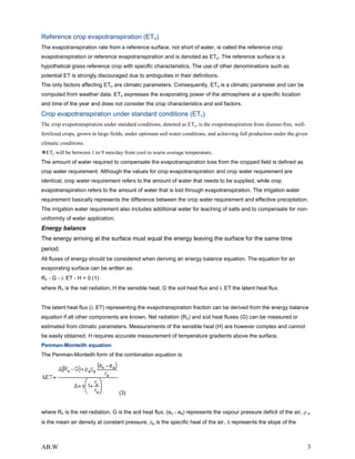 Crop Evapotranspiration Allen_Fao irrigation drainage papper 56 1998 | PDF
