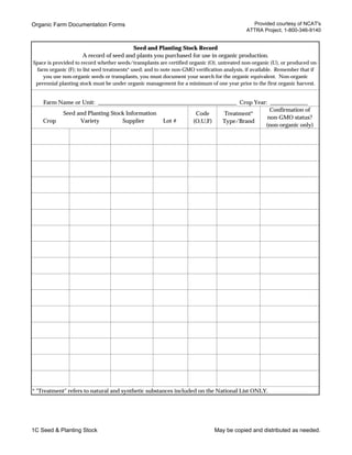 Organic Field Crops Documentation Forms | PDF
