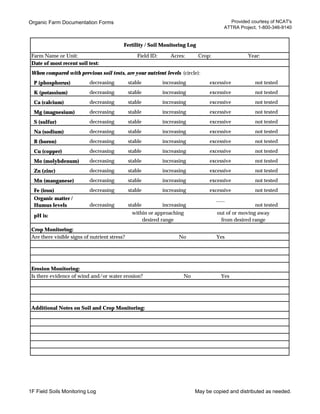 Organic Field Crops Documentation Forms | PDF