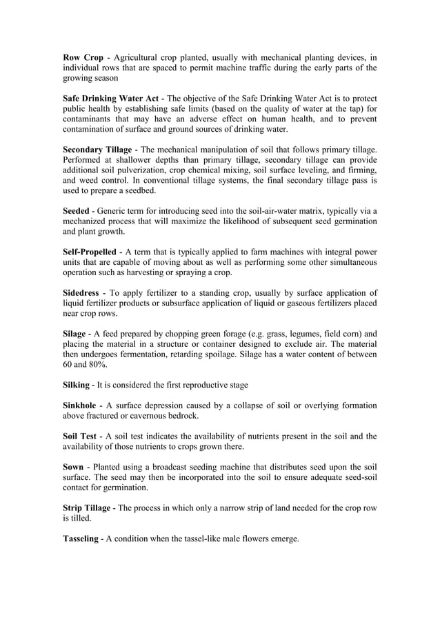 Crop glossary | DOCX | Agriculture | Industries