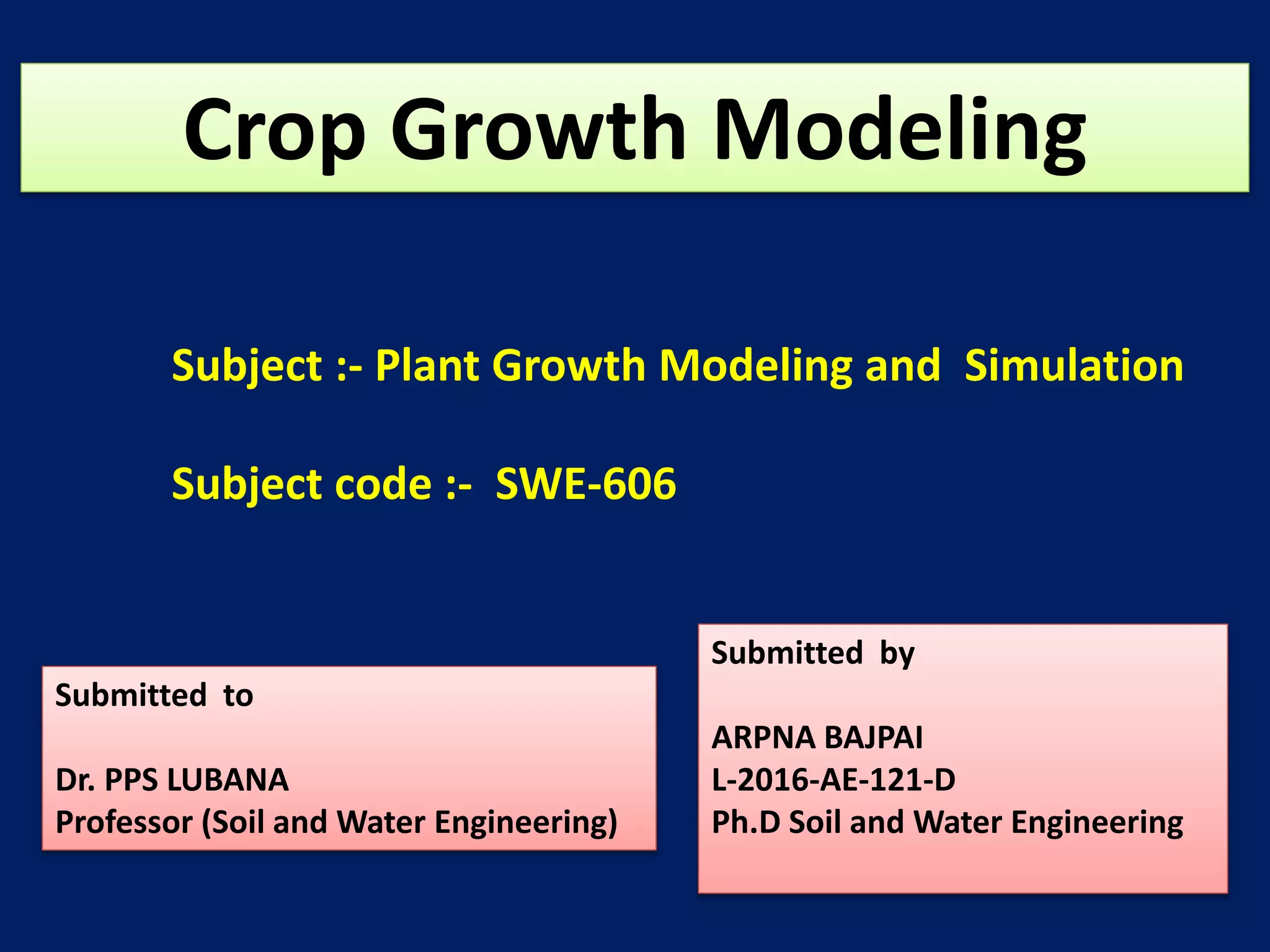 Crop growth modelling | PPTX