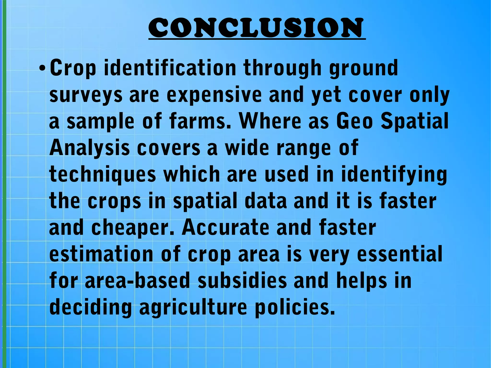 Crop identification using geo spatial technologies | ODP | Agriculture ...