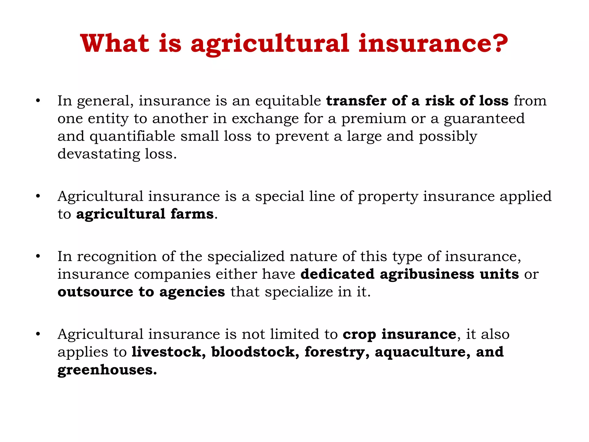 Crop insurance - Indian and Global Scenario | PPTX