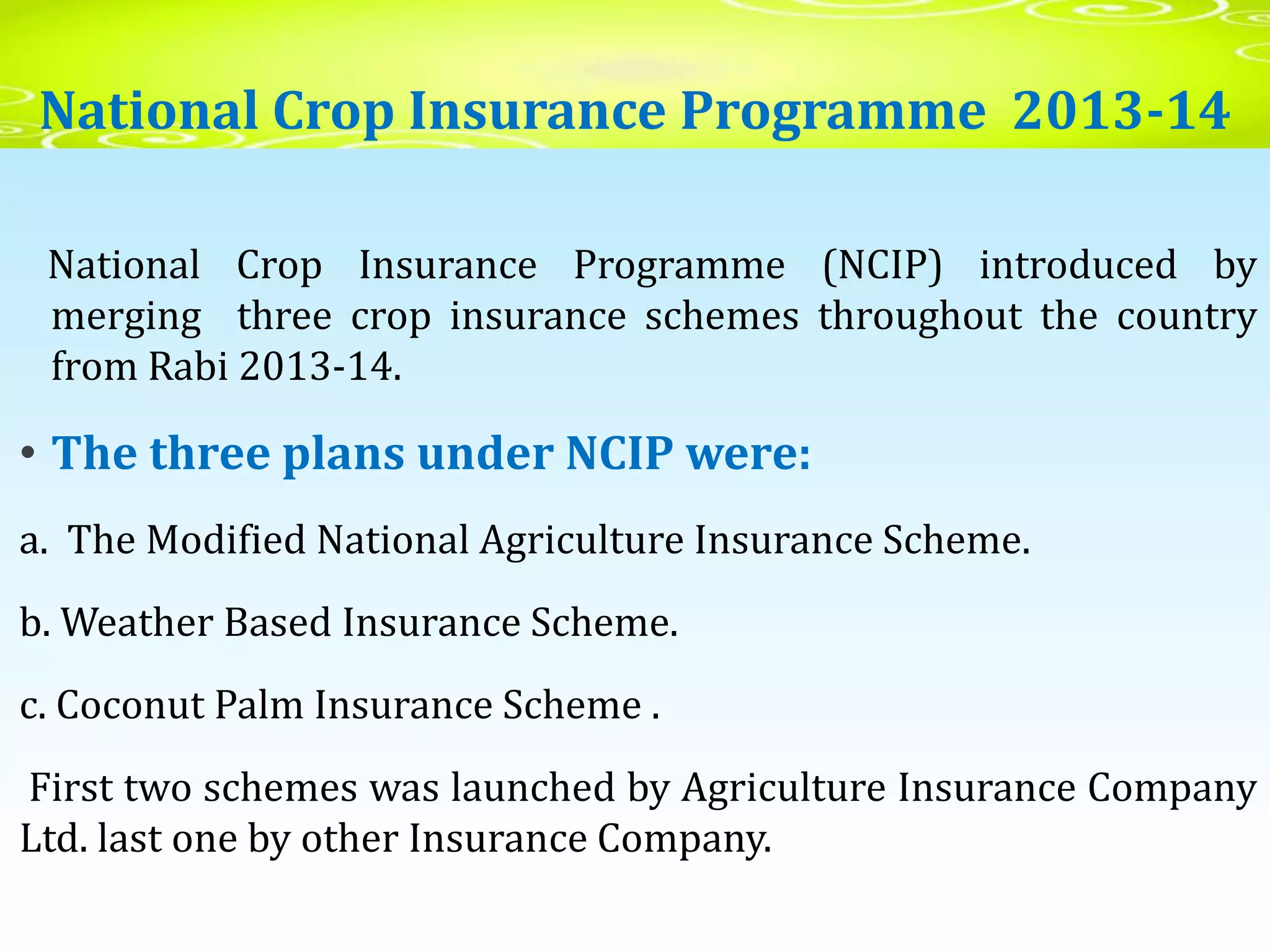Crop insurance in India | PPTX