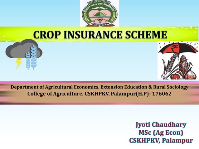 Crop insurance in India | PPTX | Motor Insurance | Insurance