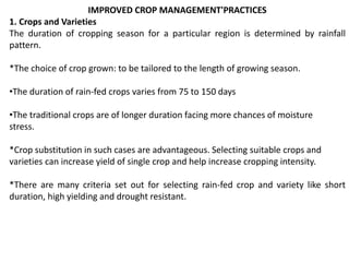 Crop management in rainfed areas | PPTX