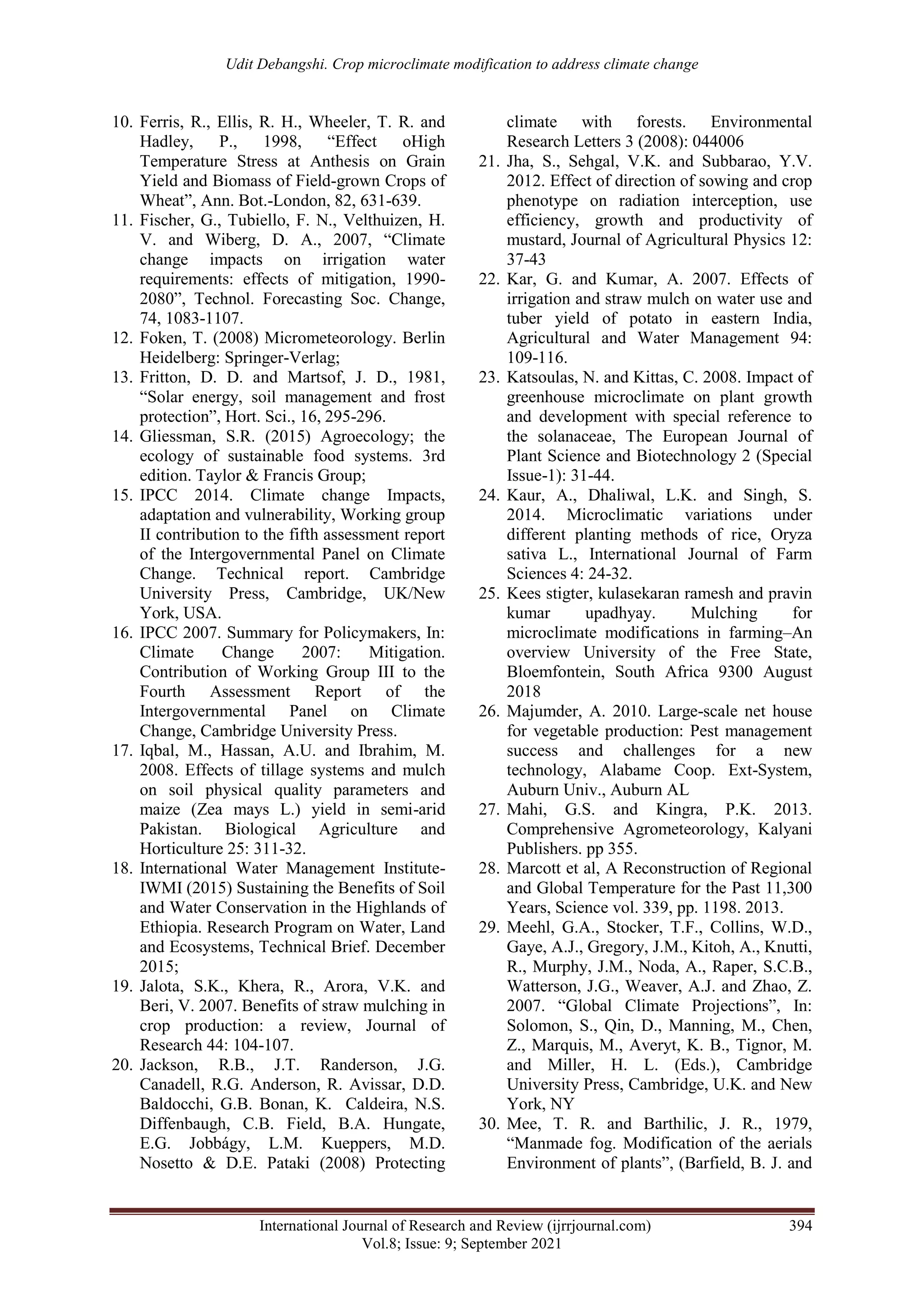 Crop Microclimate Modification to Address Climate Change | PDF