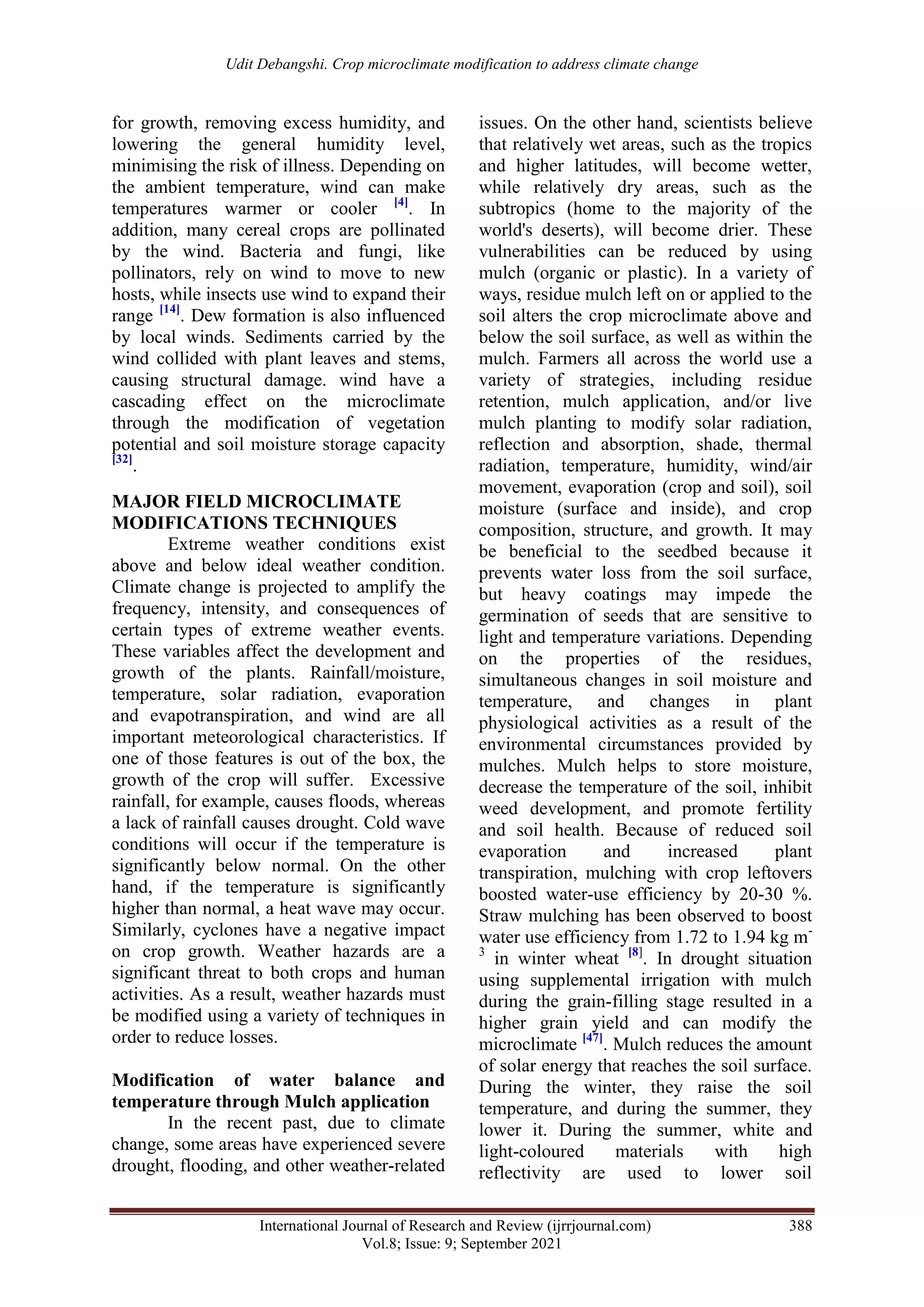 Crop Microclimate Modification to Address Climate Change | PDF