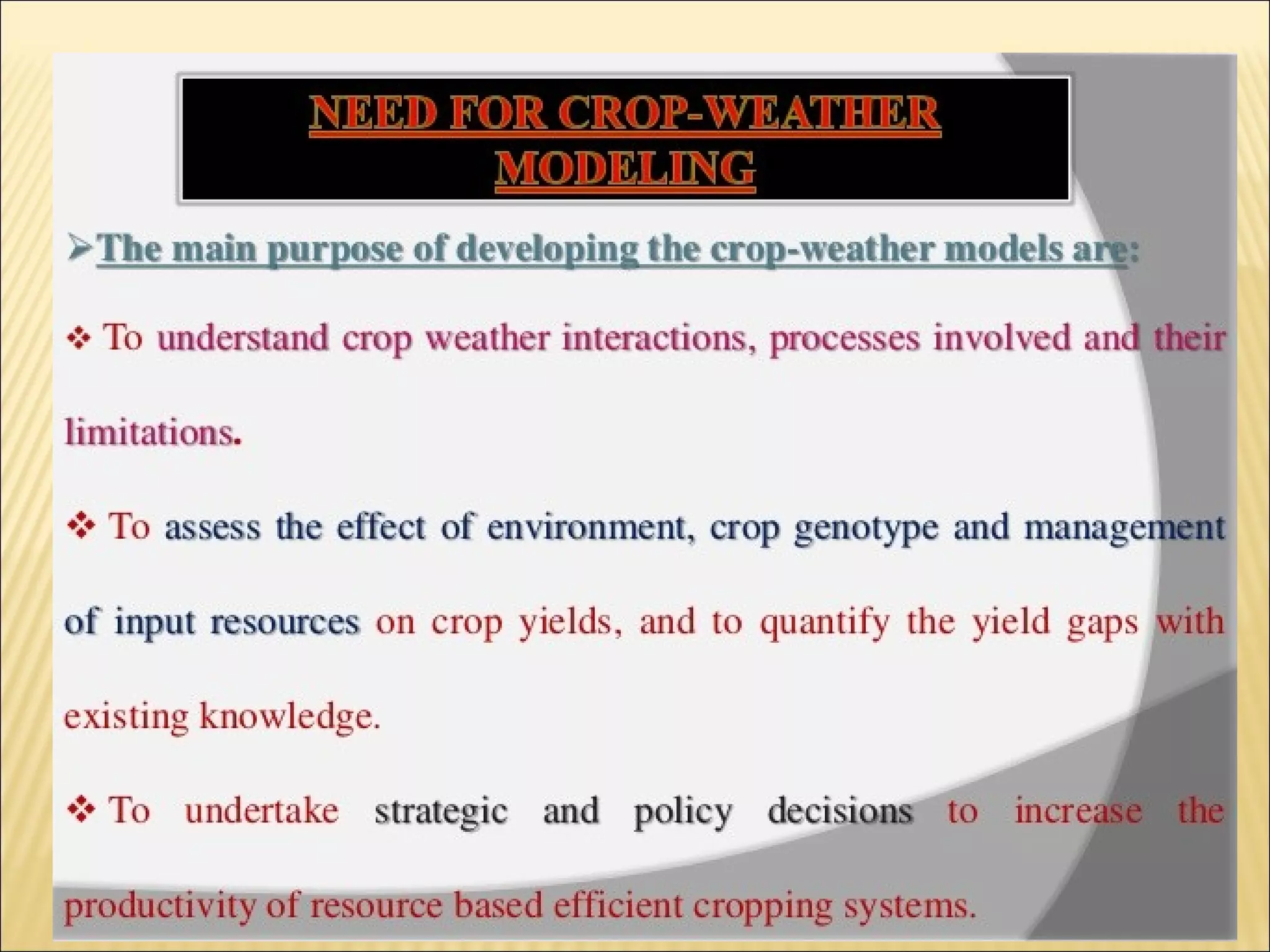 Crop Modeling For Stress Situation Ppt