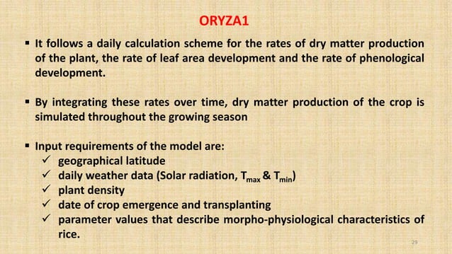 Crop Modelling in Rice | PPTX