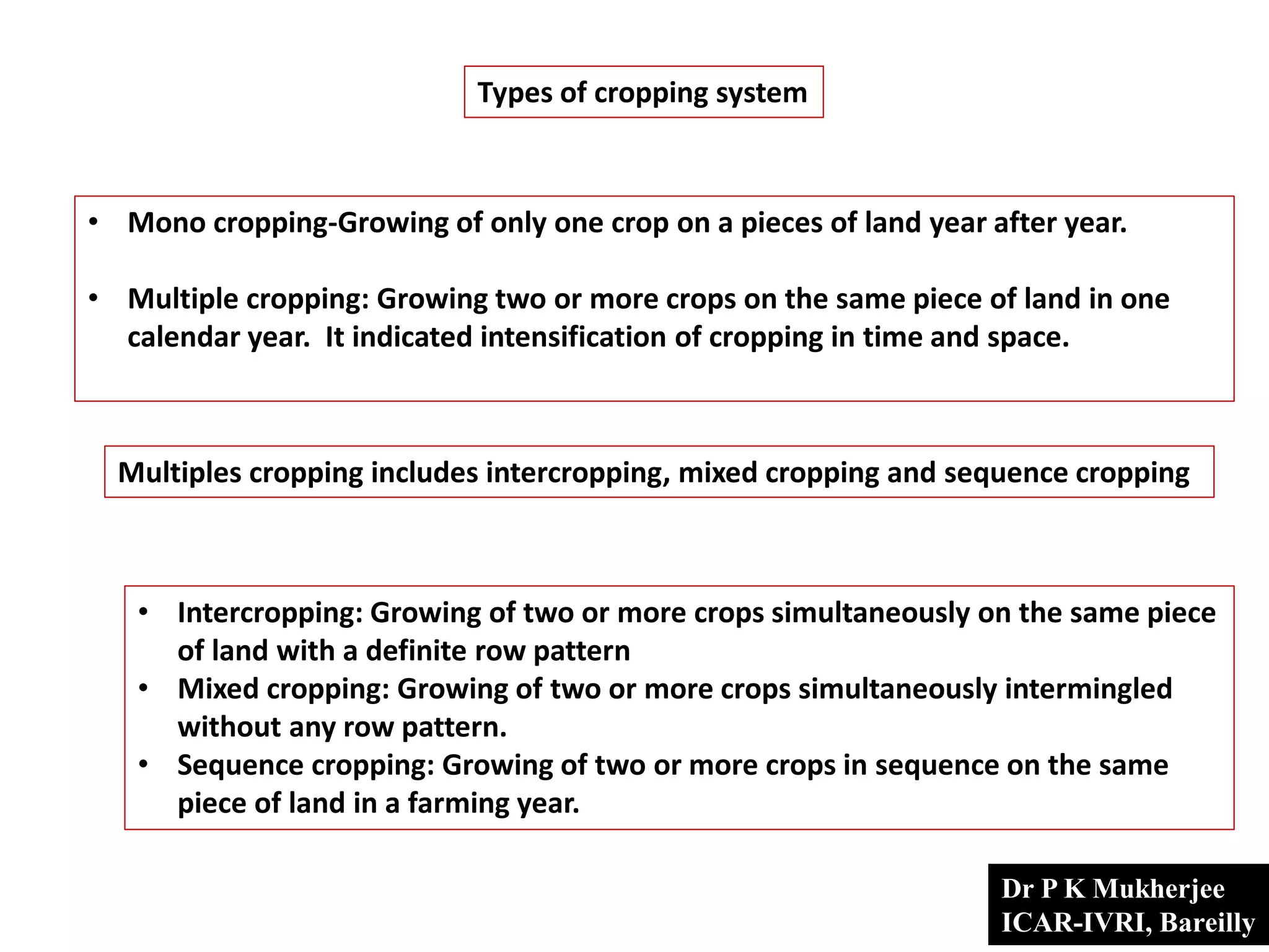 Cropping system pijush kanti mukherjee (icar-ivri) | PDF