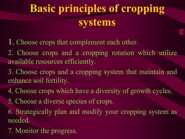 Cropping system ppt 1 | PPTX | Agriculture | Industries
