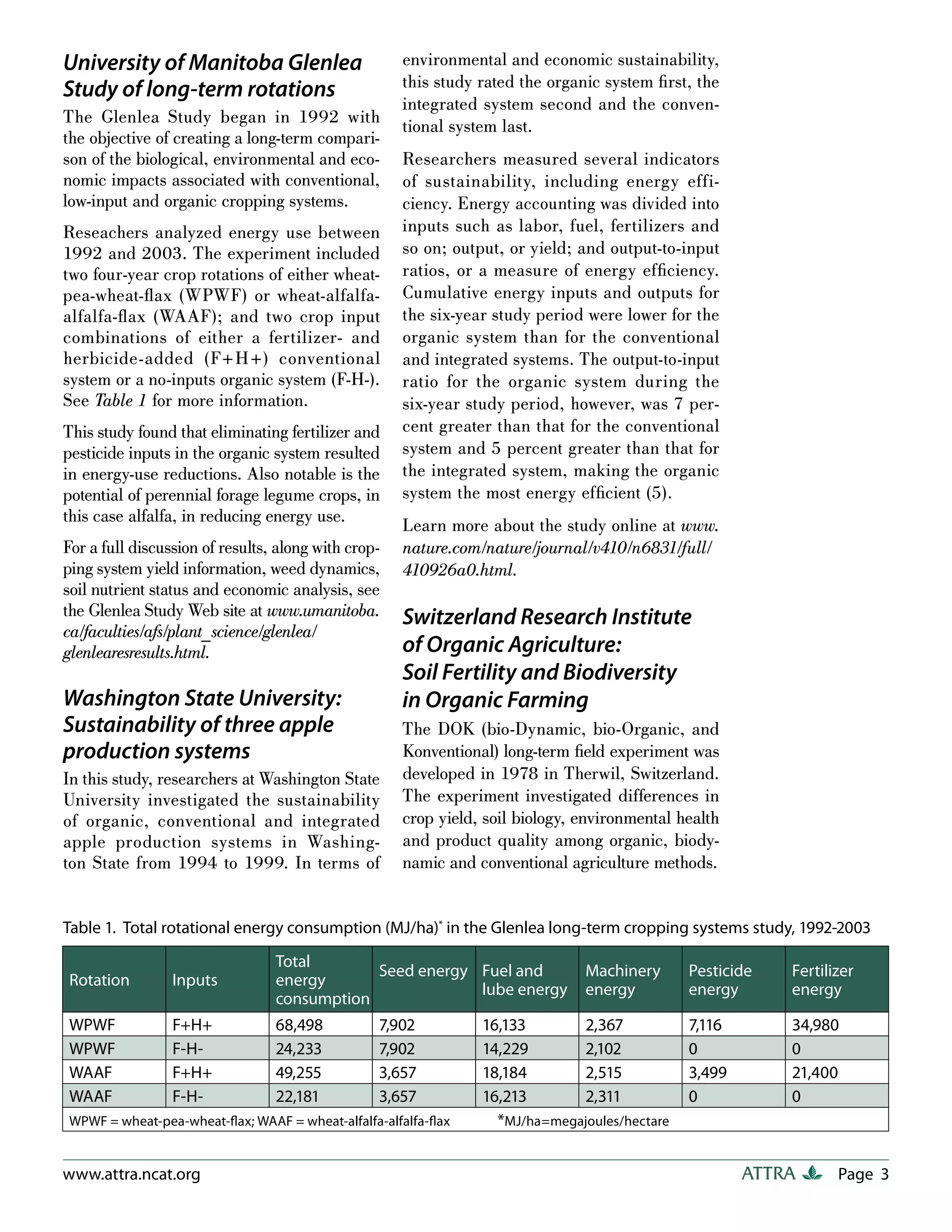 Comparing Energy Use in Conventional and Organic Cropping Systems | PDF