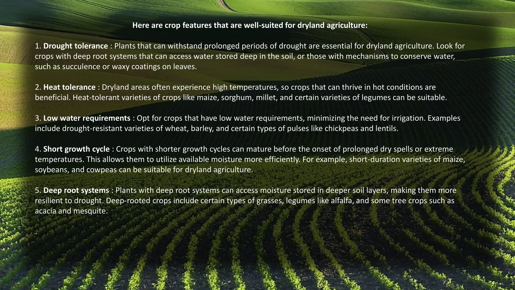 Crop production for dryland crops and their suitability .pptx