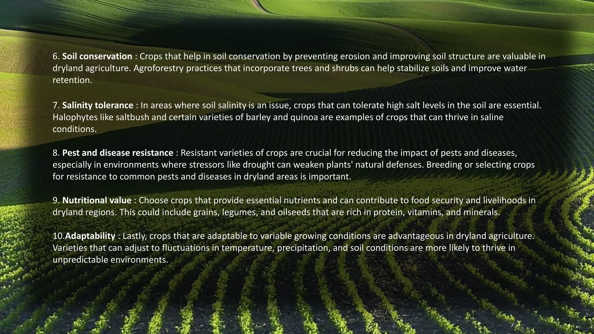 Crop production for dryland crops and their suitability .pptx