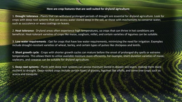 Crop production for dryland crops and their suitability .pptx ...