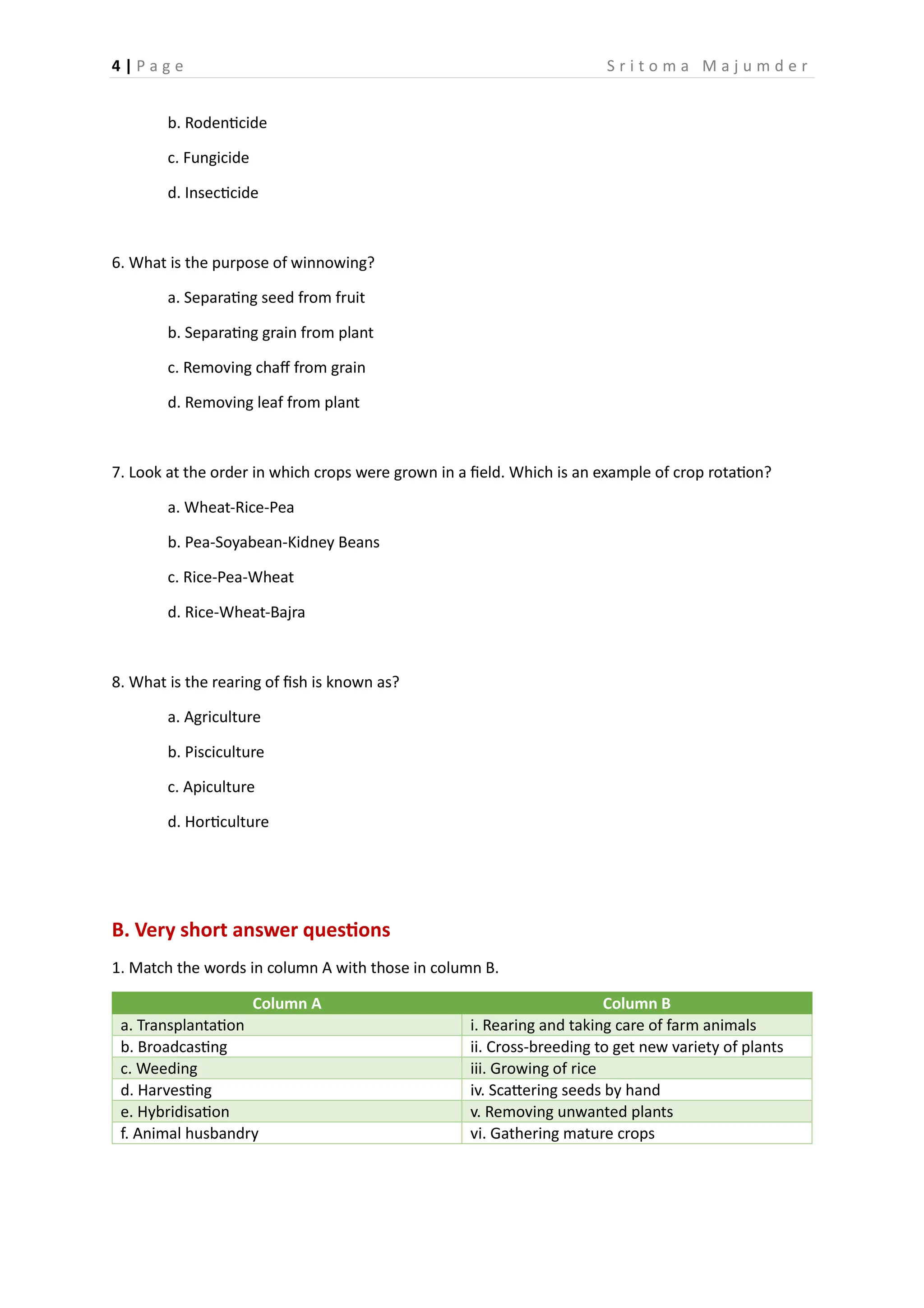 CBSE - Grade 8 - Biology - Crop Production and Management - Neptune ...