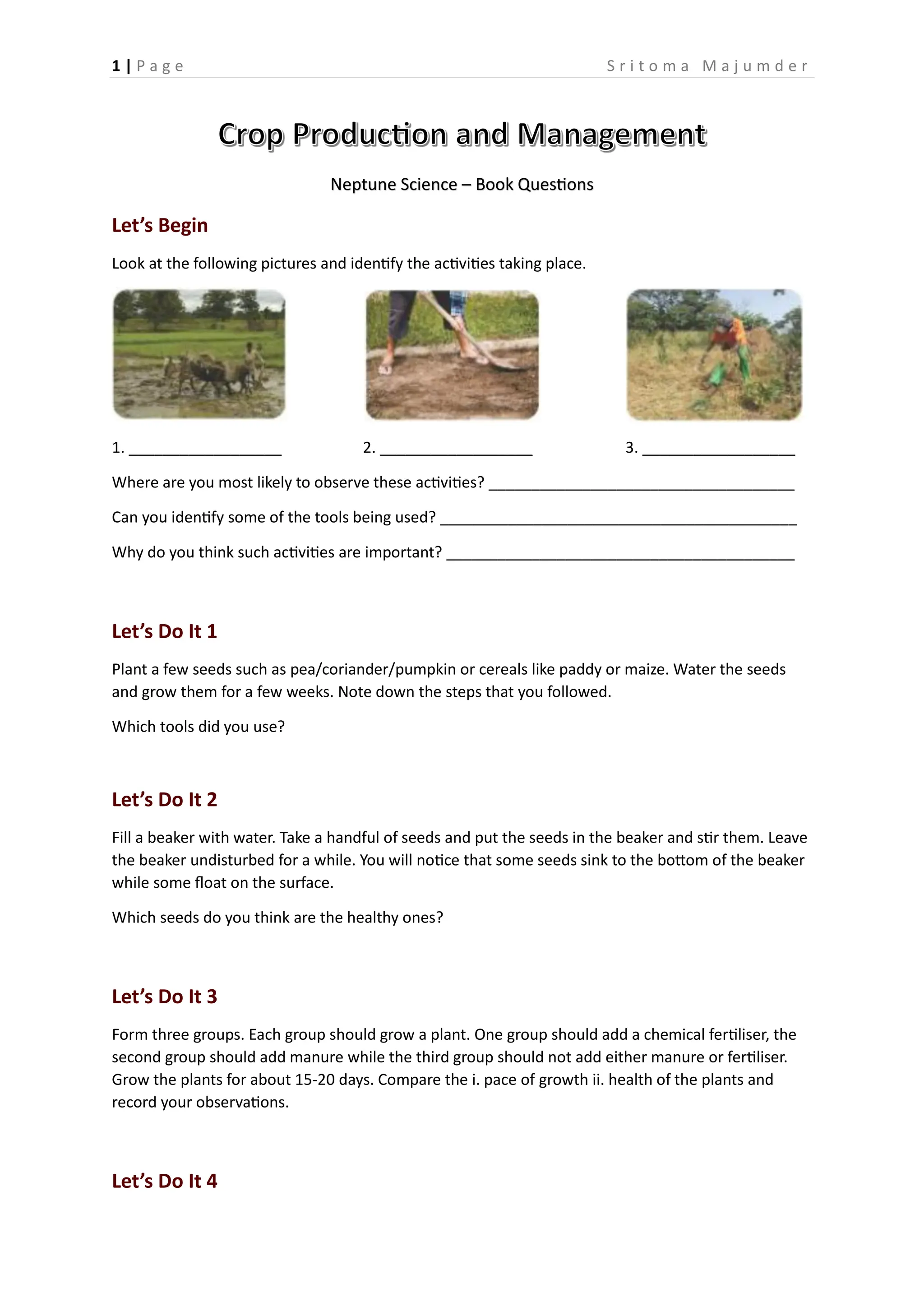 CBSE Grade 8 Biology - Crop Production and Management - Neptune Science ...